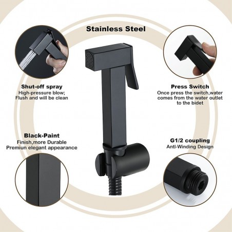 South African Premium Copper Single Hole Bidet Black Toilet Handheld ...